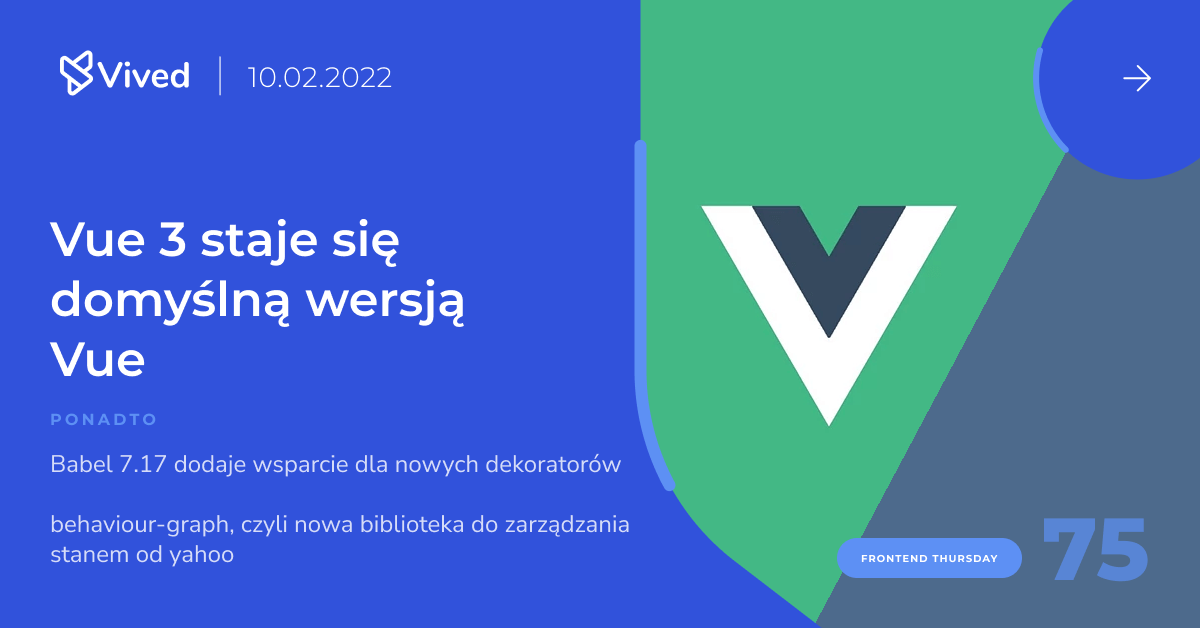 Frontend Thursday vol. 75 - Vue 3 domyśnlą wersją Vue, nowa biblioteka ...