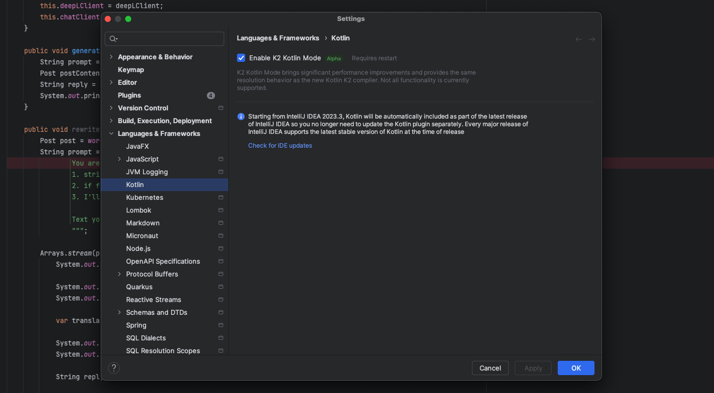 Kotlin 2.0 getting closer, IntelliJ Idea introduces K2 Mode - JVM Weekly vol. 169 - Vived